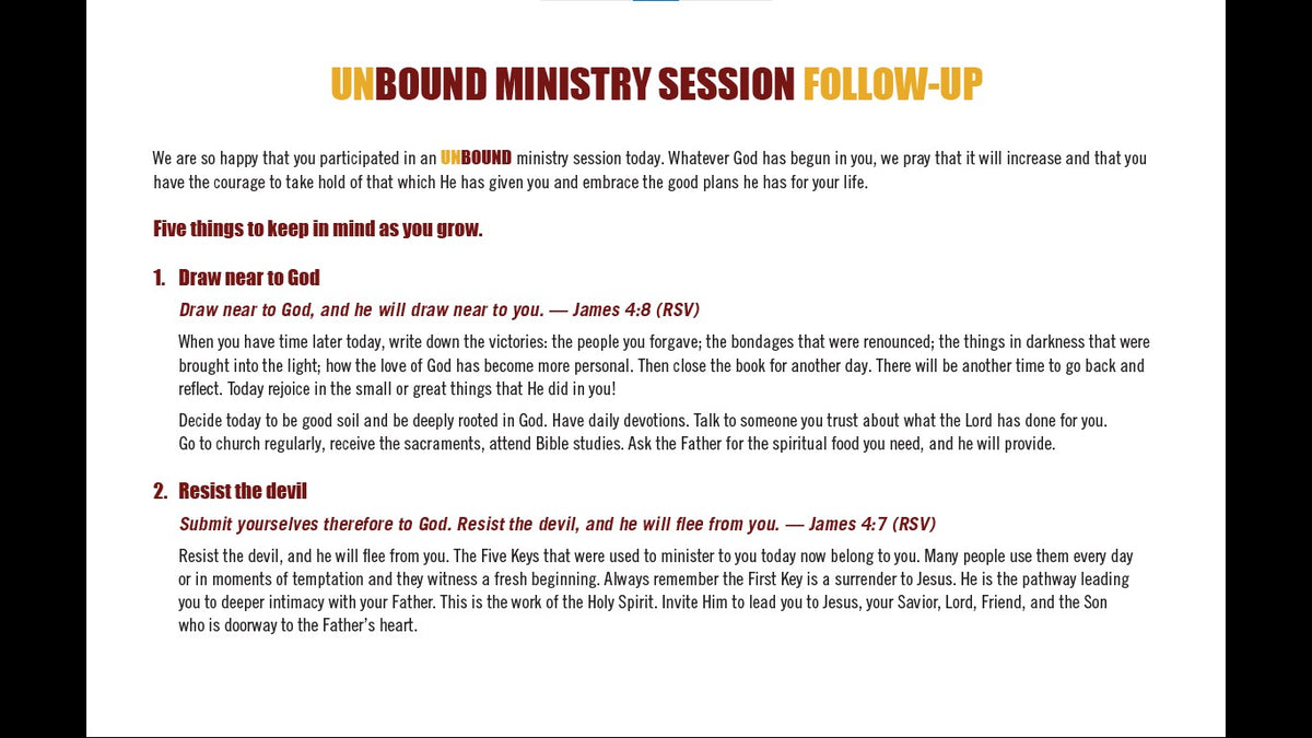 Unbound Follow-Up Postcards – Heart of the Father Ministries